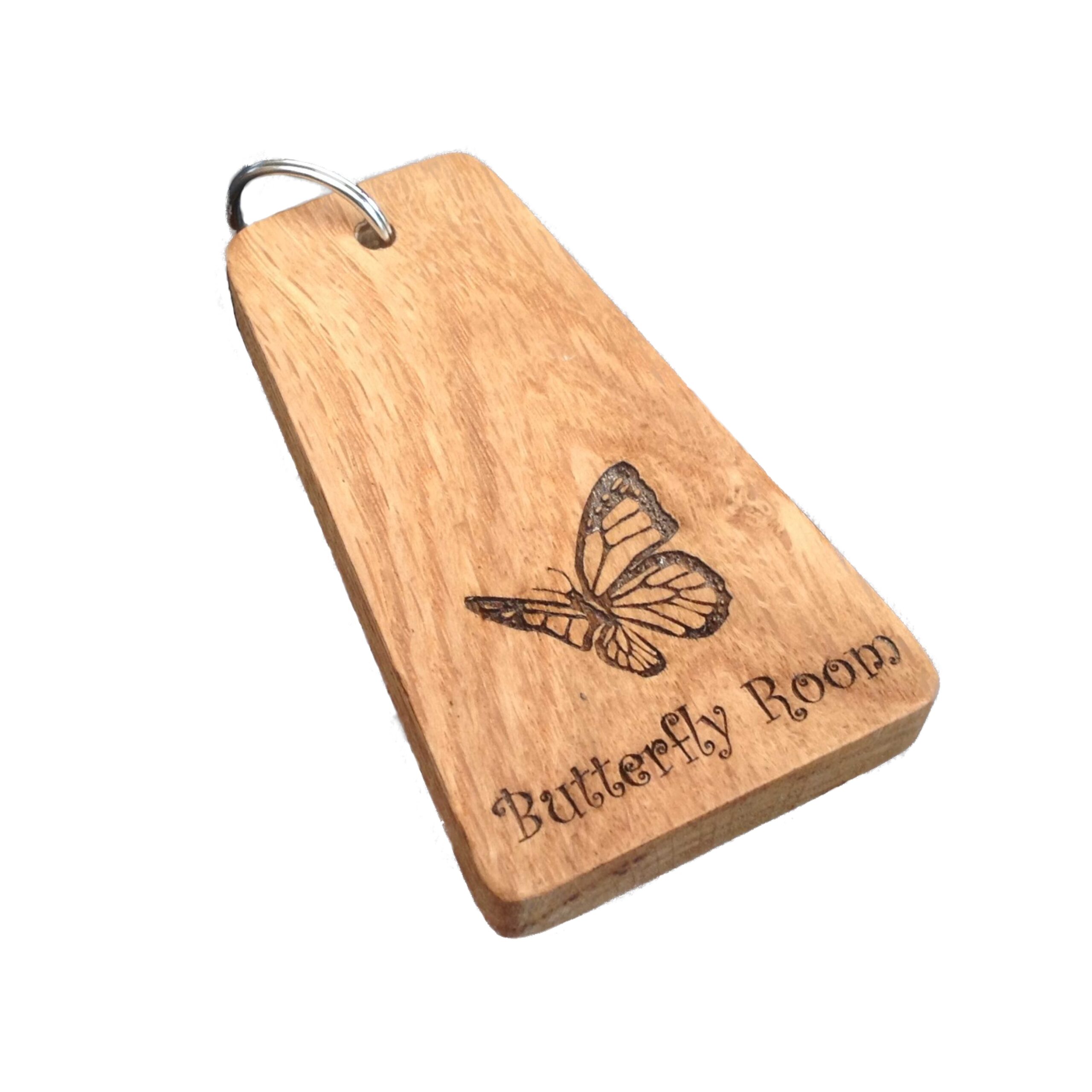 10mm thick oak taper key fobs - SJS Laser