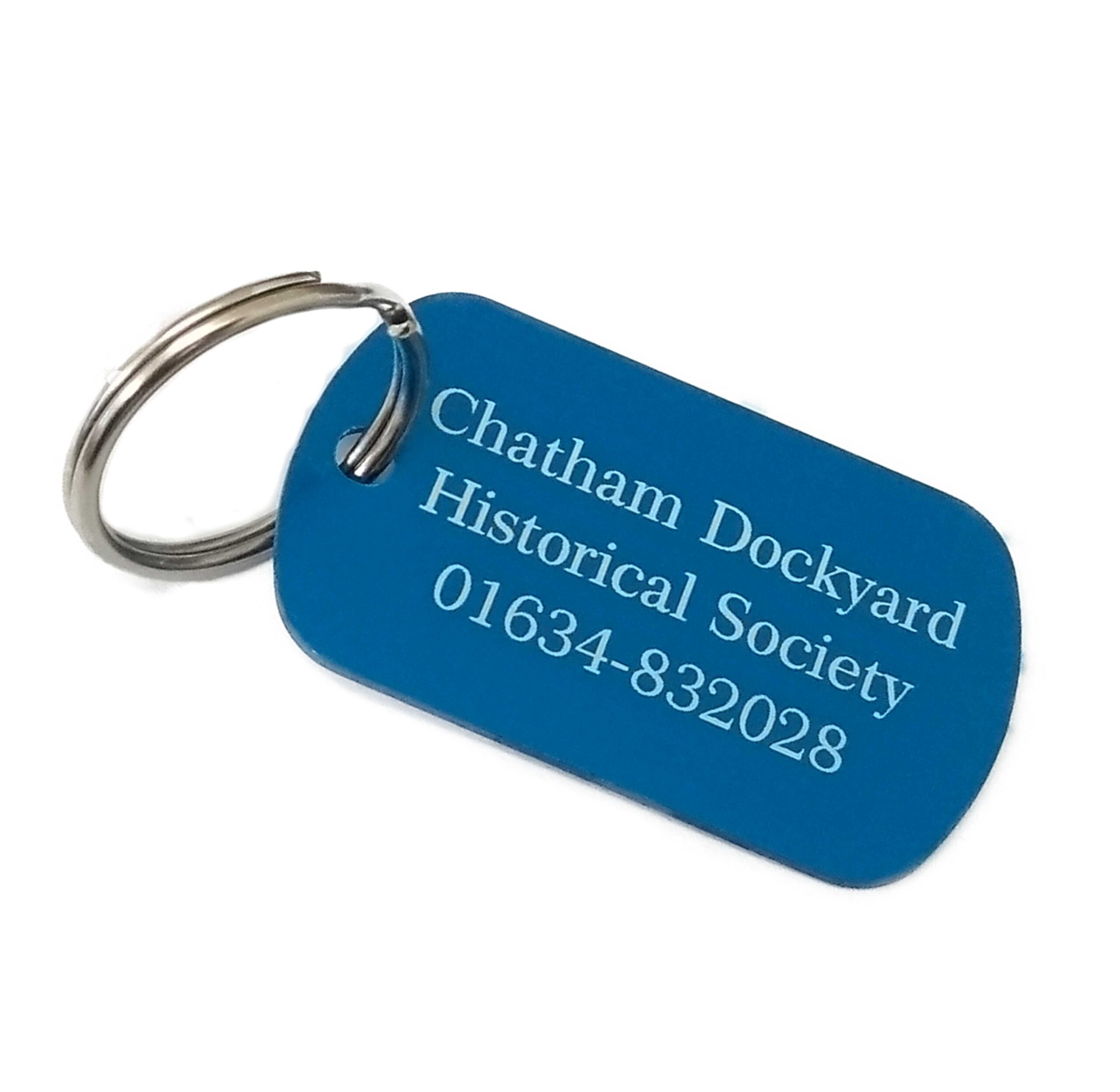50mm x 30mm Metal Key Fob Blue - SJS Laser
